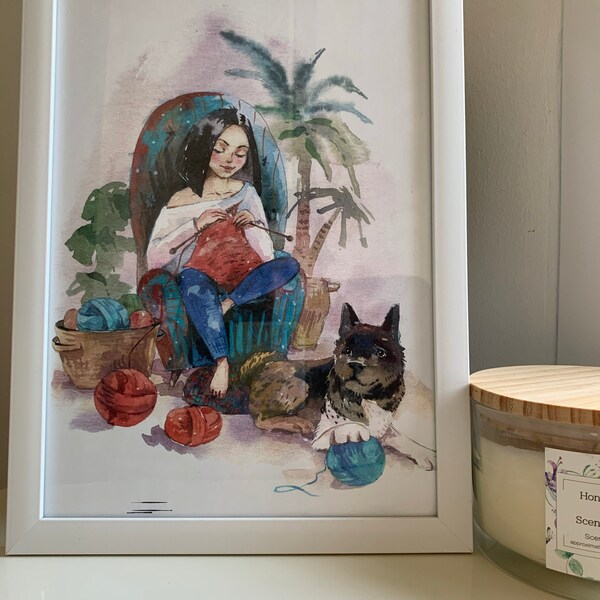 Hot Air Balloon Cat Print Watercolor Print Sad Cat Poster - Etsy