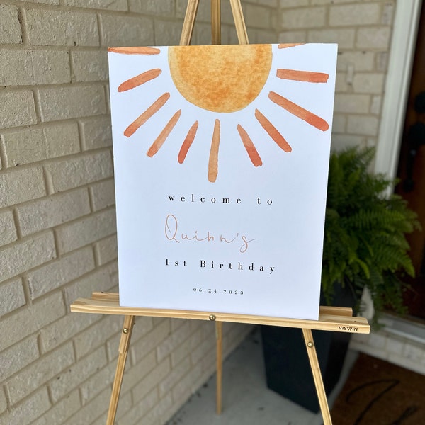 Boho Sun Birthday Welcome Sign: Sunshine Party Reception Poster ...