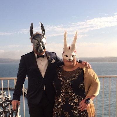 Luxury Lace Embellished White Rabbit Mask, Unisex Animal Mask, Woodland ...