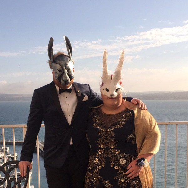 Luxury Lace Embellished White Rabbit Mask, Unisex Animal Mask, Woodland ...