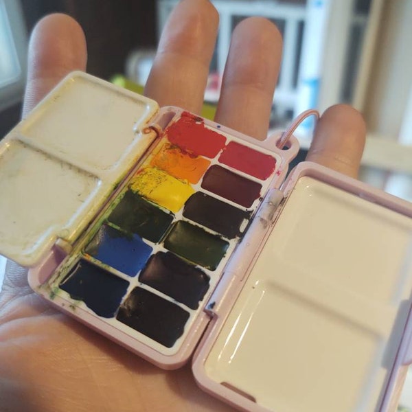 Portable Watercolor Travel Palette | 12 Color Mini Palette With Holbein ...