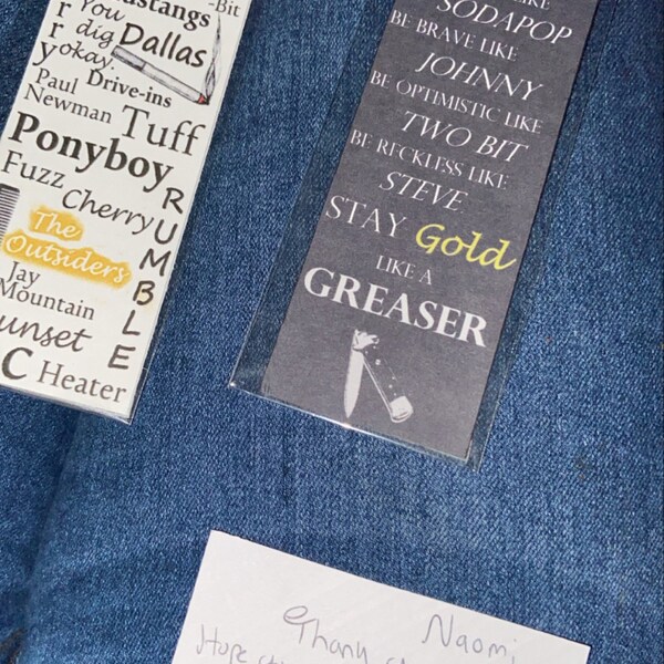 UPDATED Outsiders Inspired Bookmark - Stay Gold Like A Greaser - Etsy