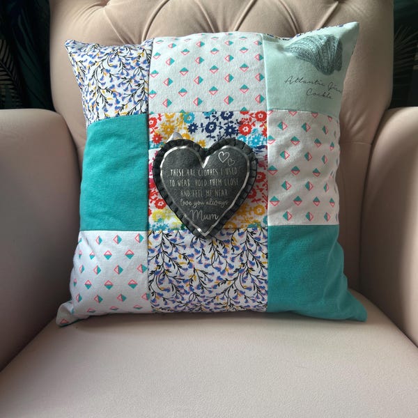 Personalised Keepsake Patchwork Memory Cushion With Special Message ...
