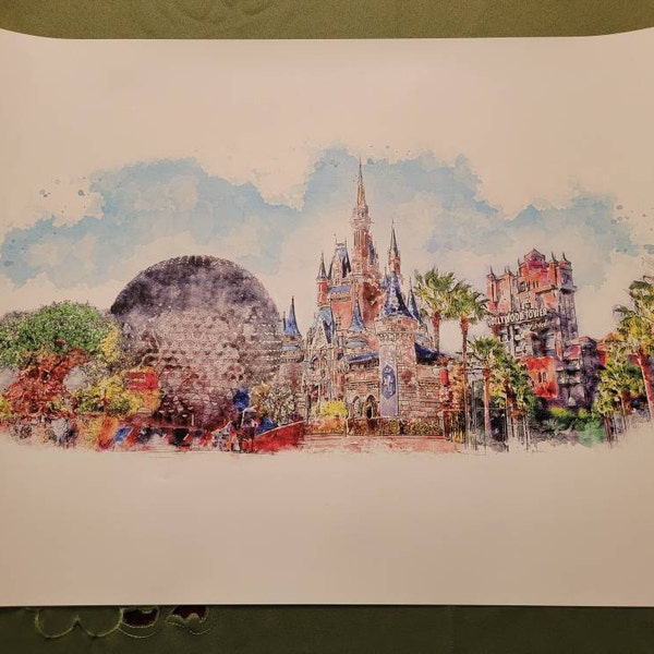 Disney Prints, Walt Disney World Prints, Four Parks Watercolour Print ...