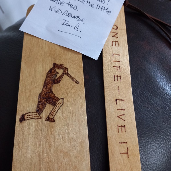 Cricket Themed Wooden Bookmark. Pyrography Art. - Etsy
