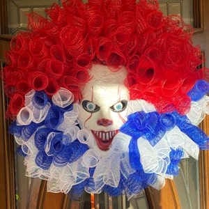 IT Pennywise Scary Clown Deco Mesh Halloween Spooky Wreath - Etsy