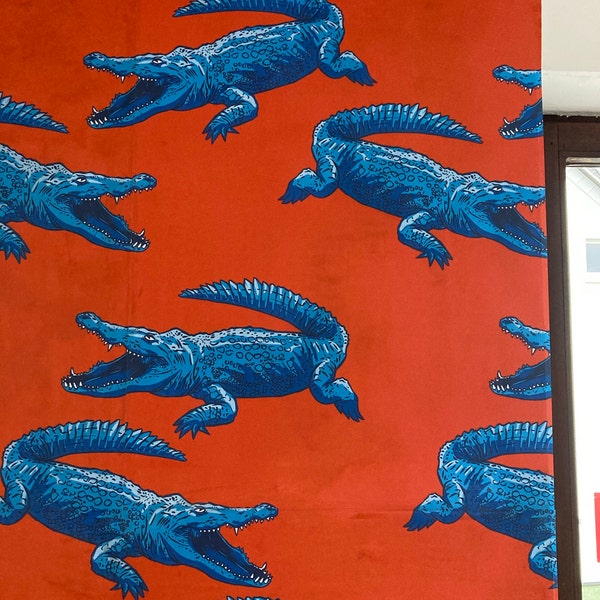 Orange Whimsical Crocodiles Wallpaper, Funky Wall Decor - Etsy