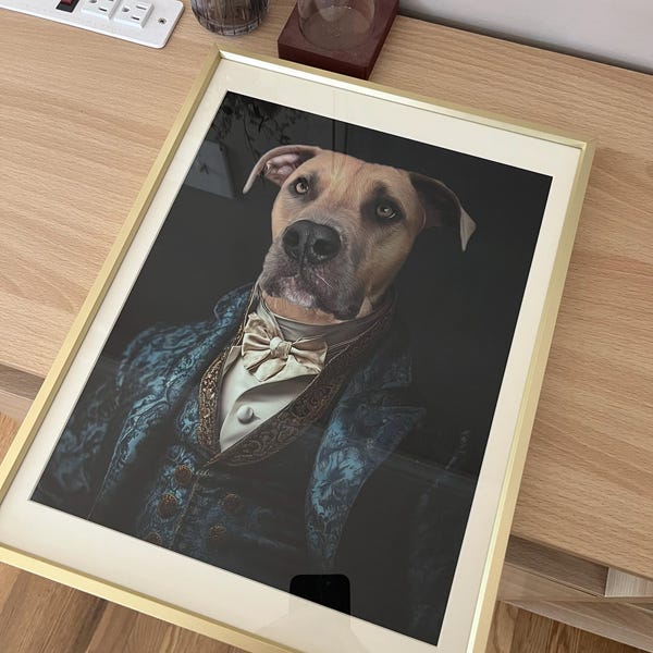 Custom Regal Dog Portrait, Royal Pet Painting From Photo, Personalized ...