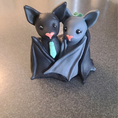 Bat Cake Topper Themed Wedding Figurine Black Bats Sculpture Halloween ...