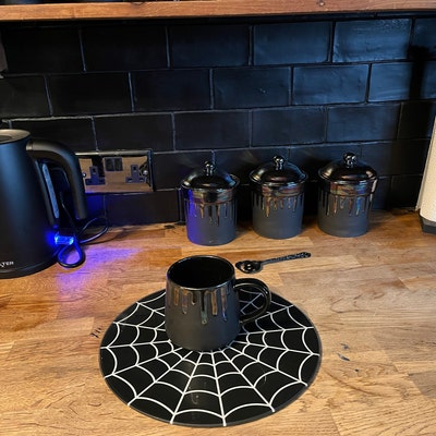 Matte Black Bats, Bat Dinner Set, Gothic Lunch, Alternative Coupe Plate ...