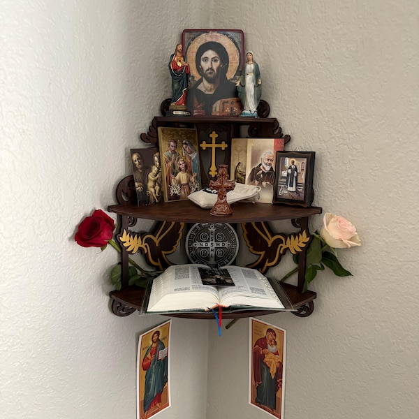 Custom Corner Shelf Christian Catholic Orthodox Home Prayer Wooden ...