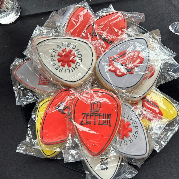 24 Large Guitar Picks Rock Band Name Custom Cookies, Personalized ...