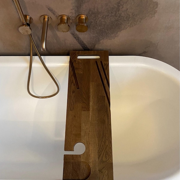 Luxury Classic Oak Bath Tray With Book Holder, Towel Rack, Wine Glass ...