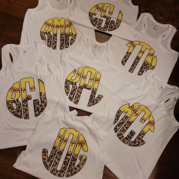 Softball Leopard Monogram Alphabet PNG File Downloads Full Alphabet - Etsy