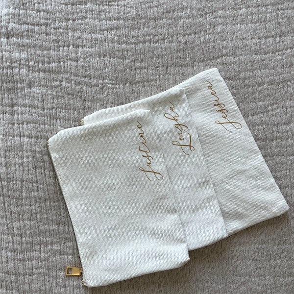 MAKEUP BAG, Personalized Pouch, Minimalist Customized Text Print ...