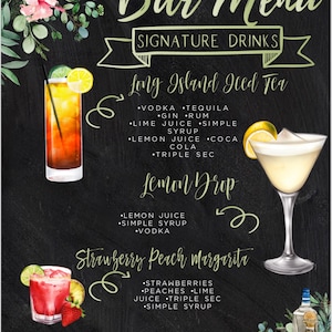 Bar Menu Template, Modern Editable Drink Menu Template, Minimalist ...