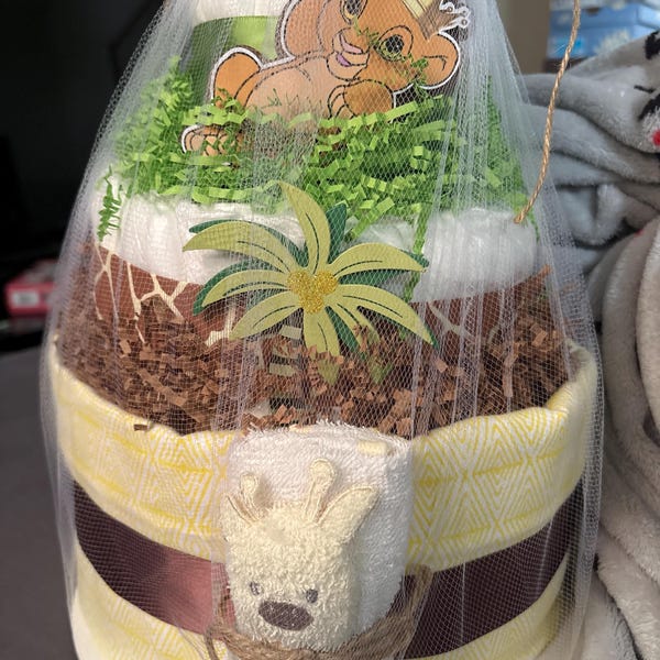 3 Tier Baby Lion King Simba Diaper Cake, Party Decoration, Baby Shower ...