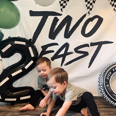 Two Fast Black Number 2 Balloon Second Birthday Balloons 34 Mylar ...