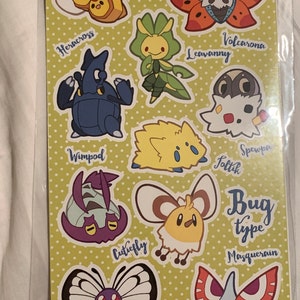 Water Type Pokemon Sticker Sheet Pokemon Type Series - Etsy