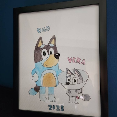 Watercolor BLUEY FAMILY Portrait Bluey Painting - Etsy