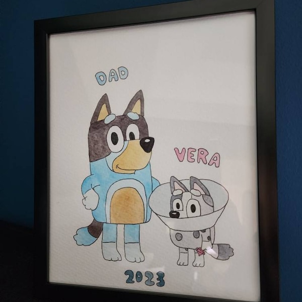 Watercolor BLUEY FAMILY Portrait Bluey Painting - Etsy