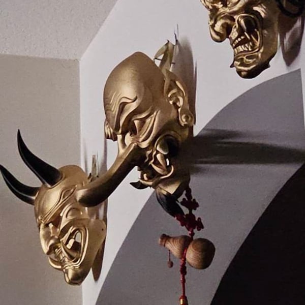 Japanese Tengu Smile Hannya Mask Oni Demon Mask 3D Printed Samurai Mask ...