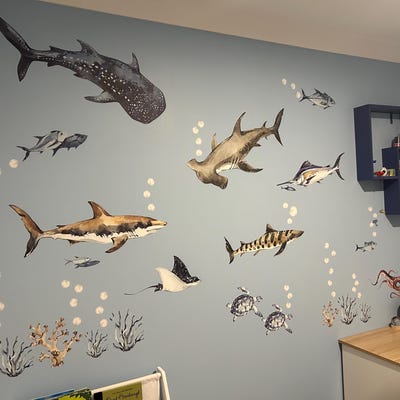 Ocean Wall Decal, Shark Wall Decal, Under the Sea Wall Decal, Wall ...