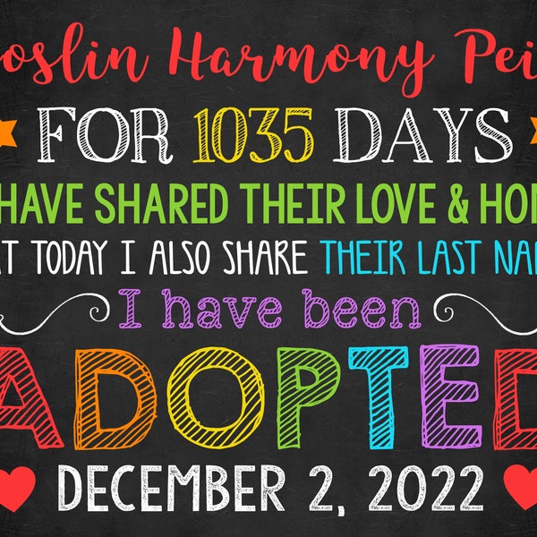 Adoption Announcement Sign Digital Chalkboard Adopted Poster Photoshoot ...