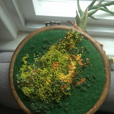 Floral Embroidery Art, Moss Embroidery Art, Modern 3D Embroidery ...