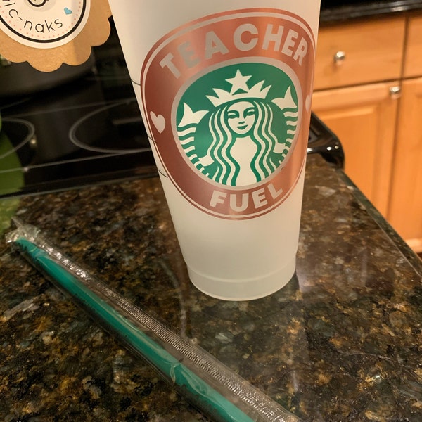 Teacher Fuel With Hearts ~ Starbucks Reusable Cup - Etsy
