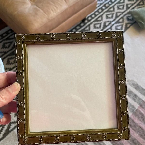 Vintage Style Picture Frame Antique Tin Glossy Embossed Flower Retro ...