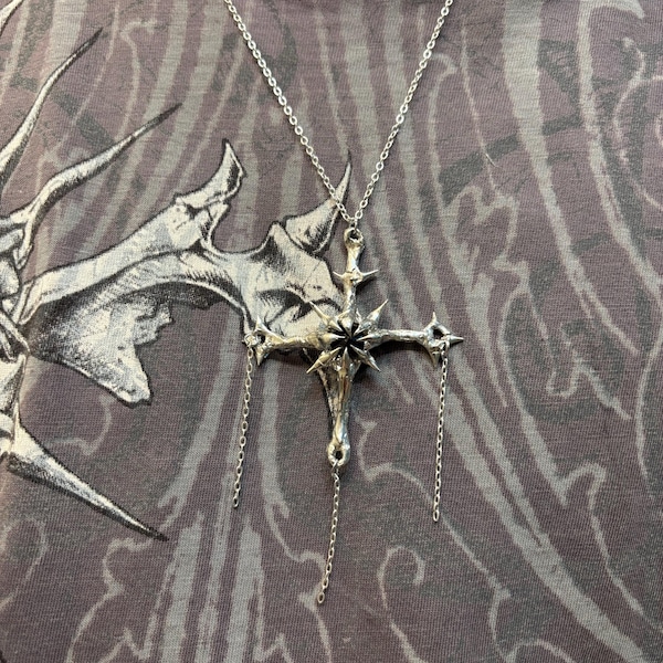 Spiky Cybersigilsm Thorn Sigil Necklace Statement Necklace Liquid Metal ...
