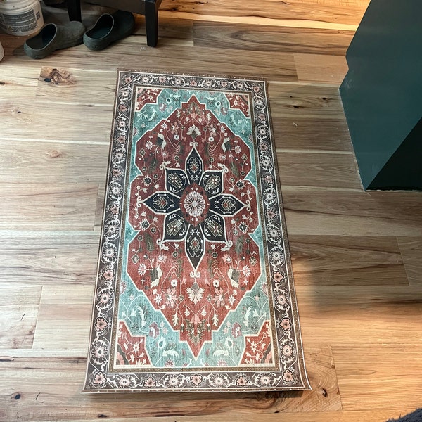 EZRA Art Mat, Red Vinyl Protective Mat, Persian/turkish Design ...