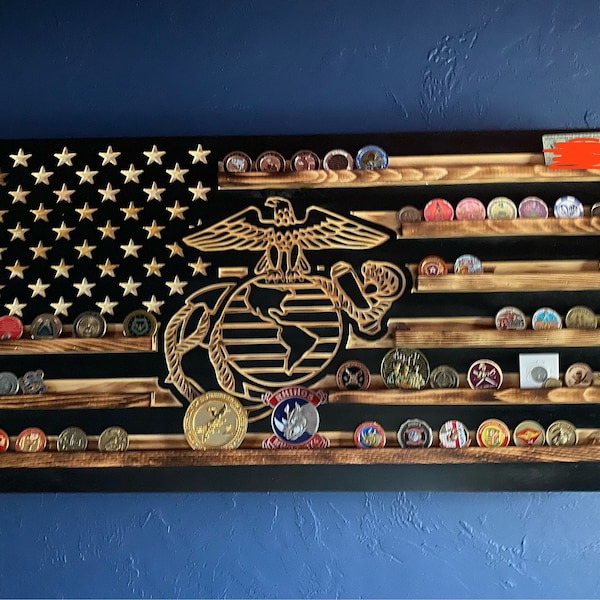 United States Marine Corp Coin Holder Display Flag - Etsy