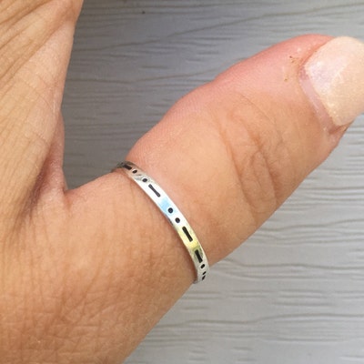 Morse Code Ring Personalized Hand Stamped Initial Ring Monogram ...