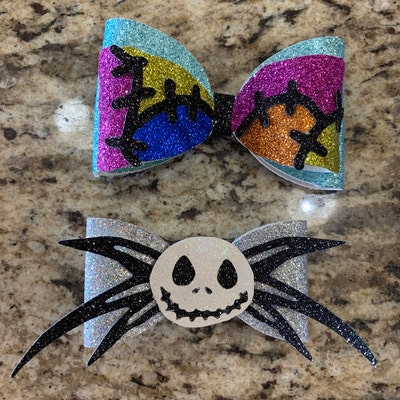 Digital SVG, DXF, PDF Nightmare Bow Template Bundle, Jack and Sally Svg ...