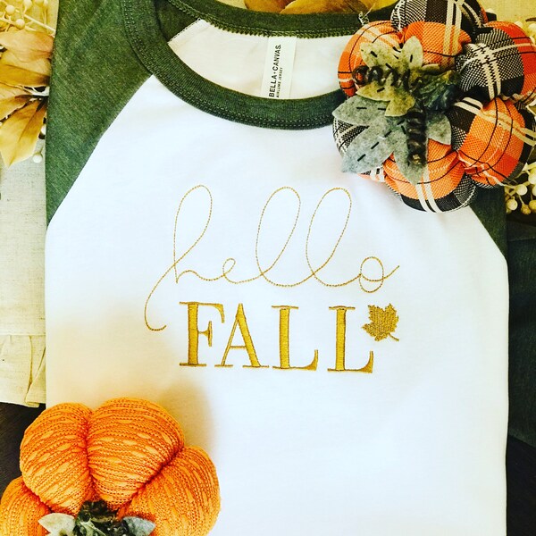 Hello Fall Machine Embroidery Design - Fall Saying Embroidery Designs ...