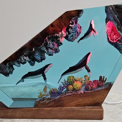 Orca Whale and Diver Resin Lamp, Killer Whale Night Light,epoxy Resin Table Lamp,home Decoration ...