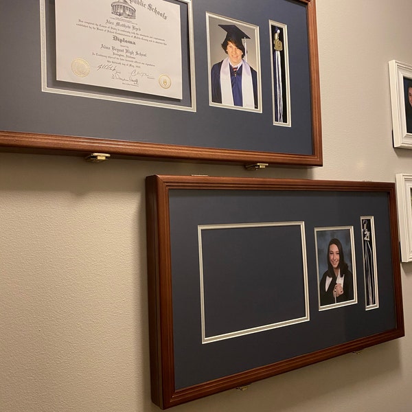 Custom Graduation Diploma Frame Tassel Photo Cap Engraving Display Case ...