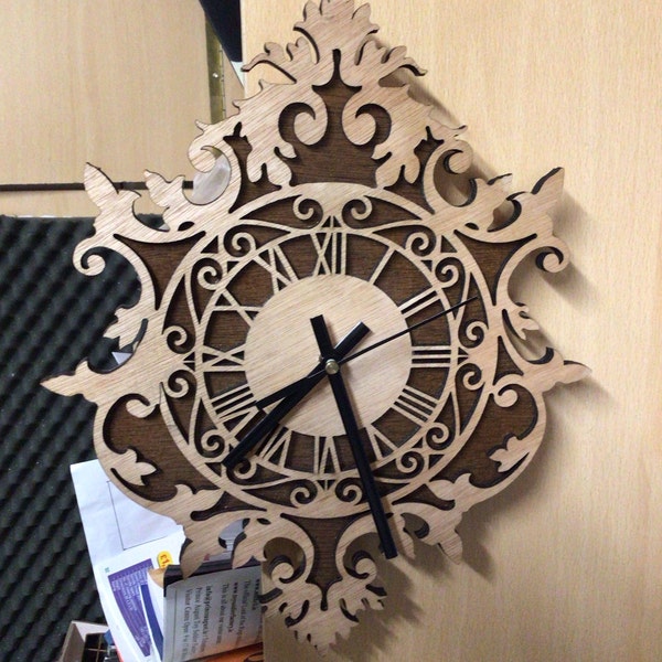 Wooden Laser Cut Wall Clock. Wood Carved Wall Clock. Cdr, Ai, Svg, Pdf ...