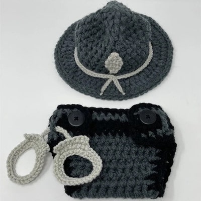 Crochet PATTERN State Trooper/patrolman/ranger Hat Baby's 1st Photo ...