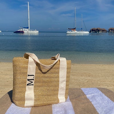 Bridebag/mini Straw Bag/ Mini Tote Bag/ Beach Bag/ Personalised Beach ...