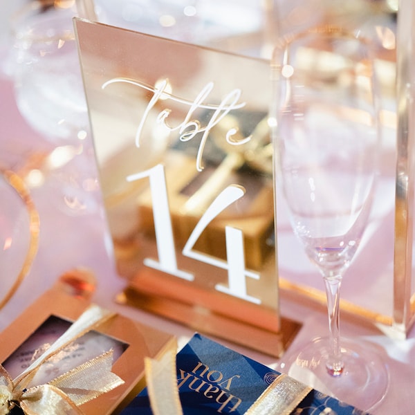 Gold Table Numbers - Wedding Table Numbers - Gold Mirror Table Signs ...