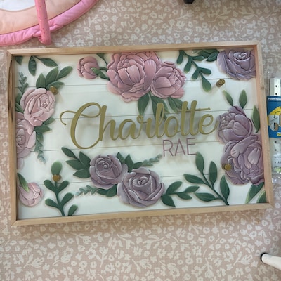 Custom Name Floral Sign With Acrylic - Etsy