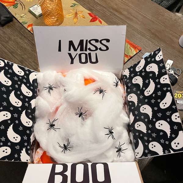 Halloween Care Package Sticker Kit: "i Miss You Boo" Box Flaps - Etsy