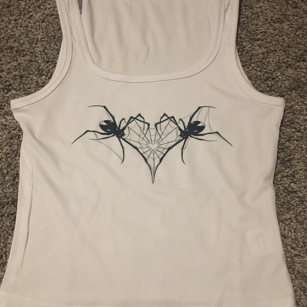 Spiders Web Heart Emo Goth Cropped Tank Top - Etsy