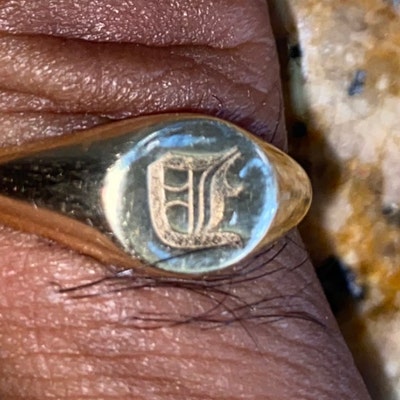 14K Gold Filled Signet Monogram Ring, Initial Gold Signet Ring ...