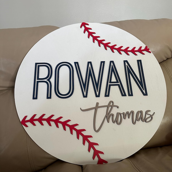 Baseball Nursery Name Sign, Round Name Sign, Sports Nursery, Boy Name ...