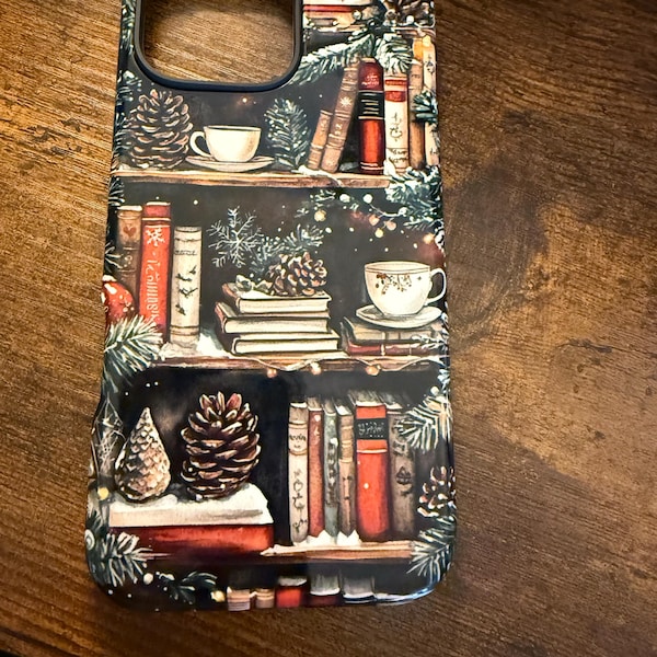 Floral Bookshelf Phone Case - Vintage Book Aesthetic Phone Cover for ...