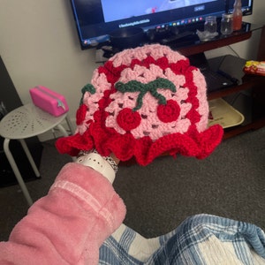 Crochet Ruffle Edge Hat crochet Ruffled Hat Summer Hat Ruffle Hat Brown ...